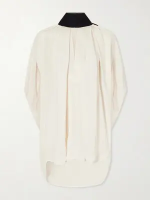 LANVIN Bow-detailed Crepe Halterneck Blouse - Neutrals