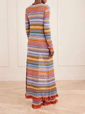 Etro Striped Pointelle-knit Cotton Cardigan