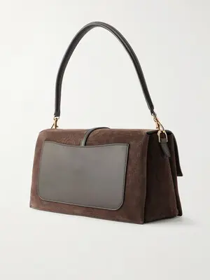 TOD'S Small Leather-trimmed Suede Shoulder Bag