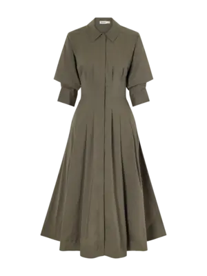 SIMKHAI SIMKHAI Jazz Pintucked Cotton-Blend Midi Shirt Dress