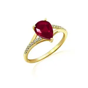 KIERA Ruby Pear With Lab Grown Diamond Accent Ring - Yellow