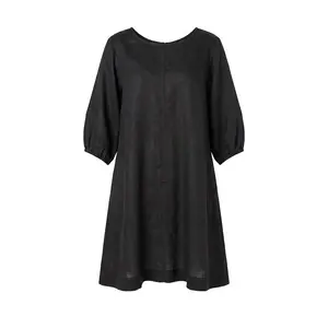 Adrift Clothing Hazel Short Linen Dress - Black