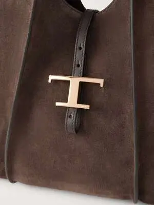 TOD'S T Timeless Medium Suede Shoulder Bag