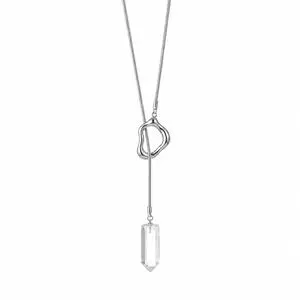 ORMIRO Aether Clear Quartz Crystal & Titanium Steel Lariat Necklace