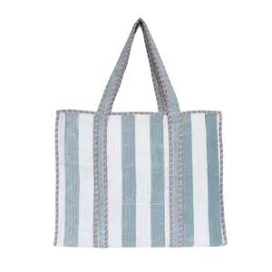 CYC The Striped Velvet Tote By - Grey