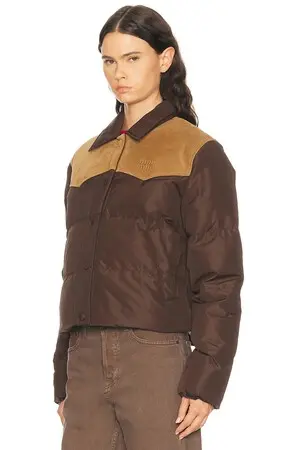 Miu Miu Quilted Suede Paneled Jacket