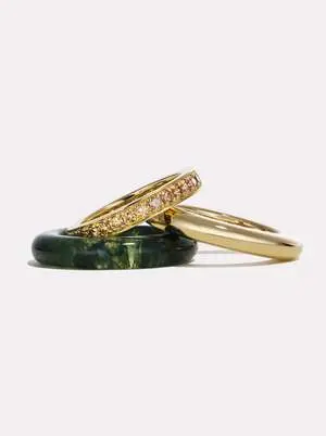 BY PARIAH Kalahari Ring Stack | Moss Agate