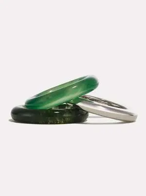 BY PARIAH Stone Trilogy Stack Chalcedony & Moss Agate