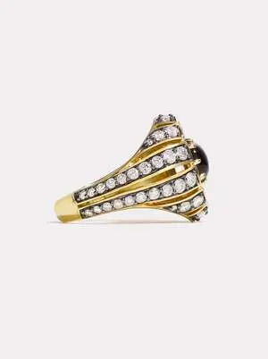 BY PARIAH Aurora Cocktail Ring With Smokey Quartz And Diamonds