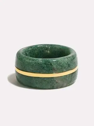 BY PARIAH The Essential Wide Ring | Gold & Moss Agate - Green