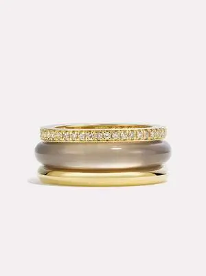 BY PARIAH Slim Classic Ring Stack Agate | White Diamond - Grey