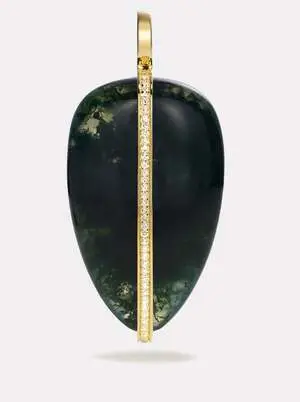 BY PARIAH Xl Diamond Pebble Pendant | Moss Agate - Green