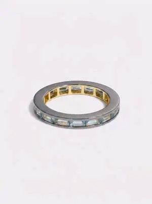 BY PARIAH Prism Stacking Ring | Aquamarine With Rhodium - Black