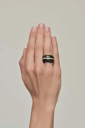 BY PARIAH Diamond Pebble Cocktail Ring | Moss Agate