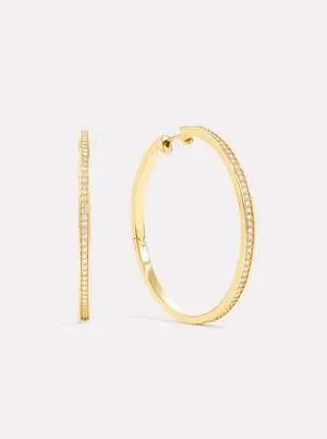 BY PARIAH Single Line Diamond Hoop Earrings - Gold