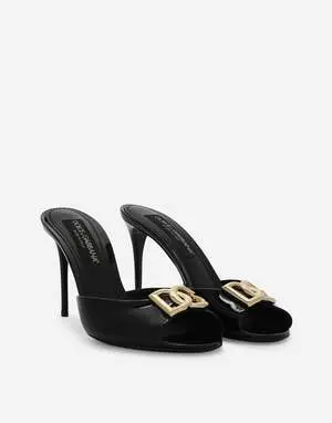 Dolce & Gabbana Patent Leather Mules With Dg Logo