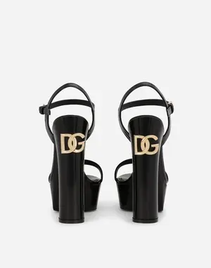 Dolce & Gabbana Polished Calfskin Platform Sandals