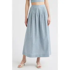 Hill House Home The Ame Check Maxi Skirt - Teal Gingham
