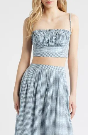 Hill House Home The Maisie Check Crop Camisole - Teal Gingham