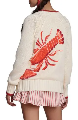 Avec Les Filles Intarsia Lobster Cardigan