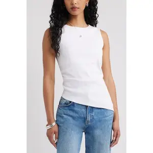 OPEN EDIT Open Edit Asymmetrical Ribbed Cotton Tank