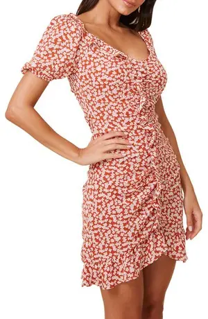 Astr The Label Ruffle Trim Shirred Minidress