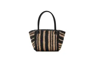Madewell Mini Black And White Straw Tote Tote Handbags Natural - Multi
