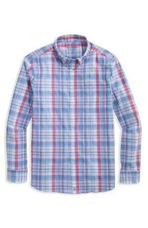 Vineyard Vines Firecracker Plaid Performance Cotton Shirt - Lighthouse Red