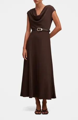 EVER NEW Estelle Belted Cowl Neck Maxi Dress - Chocolate