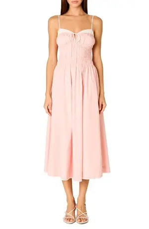 NIA Thomas Smocked Sleeveless Midi Dress - Blush