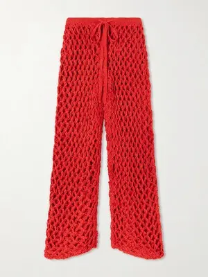 HAIGHT. Clara Crocheted Straight-leg Pants - Red