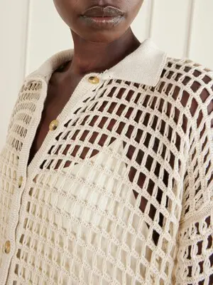HAIGHT. Sheila Open-knit Cotton-blend Blouse