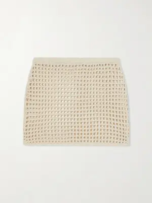 HAIGHT. Sheila Open-knit Cotton-blend Mini Skirt - Neutrals