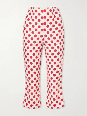 Faithfull The Brand Valeria Capri Polka Dot Linen Pants - Red