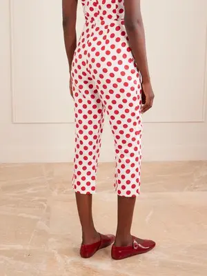 Faithfull The Brand Valeria Capri Polka Dot Linen Pants - Red