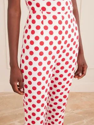 Faithfull The Brand Valeria Capri Polka Dot Linen Pants - Red