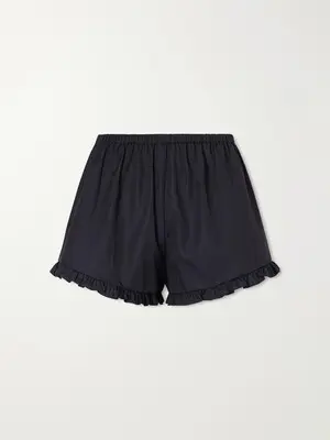 Hunza G Ruffled Cotton-poplin High-rise Shorts