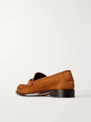 FERRAGAMO Maryan Suede Loafers With Gancio Motif - Brown