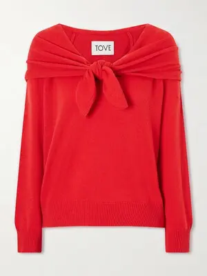 Tove Malia Knot-detailed Cashmere Sweater - Red