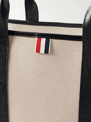Thom Browne Canvas And Leather Tote - Black