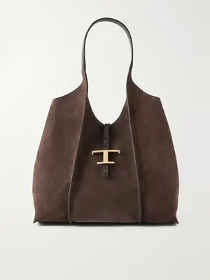 TOD'S T Timeless Medium Suede Shoulder Bag