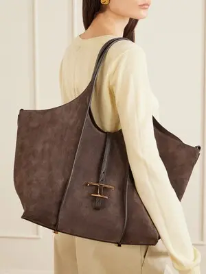 TOD'S T Timeless Medium Suede Shoulder Bag