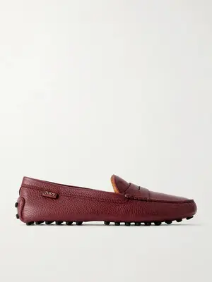 TOD'S Gommino Textured Leather Loafers - Red