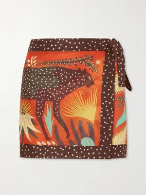 Etro Printed Cotton-voile Wrap Mini Skirt - Red