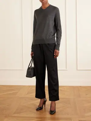 THE ROW Ondre Cashmere And Silk-blend V-neck Sweater - Gray