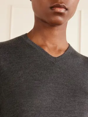 THE ROW Ondre Cashmere And Silk-blend V-neck Sweater - Gray