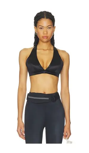 NIKESKIMS Shine Halter Neck Bra In Black - Obsidian