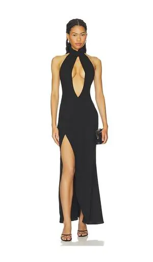 GUIZIO Suki Halter Neck Gown - Black