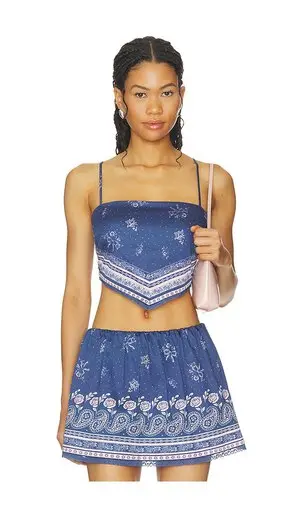 LoveShackFancy Mollie Top In Blue - Midnight Harbor