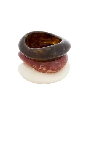EPIFENE Bangles Set Of 3 In Brown,white